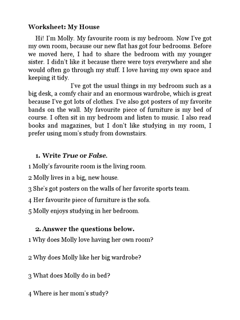 Worksheet My House | Download Free PDF | Bedroom | Domestic Life