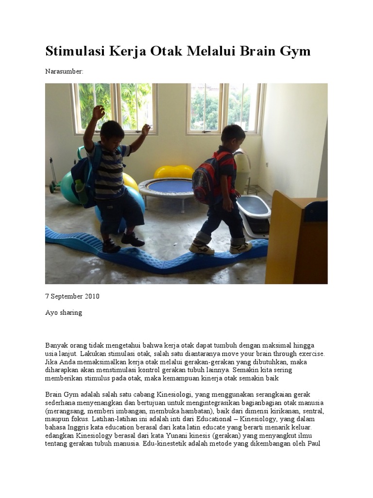 Stimulasi Kerja Otak Melalui Brain Gym | PDF