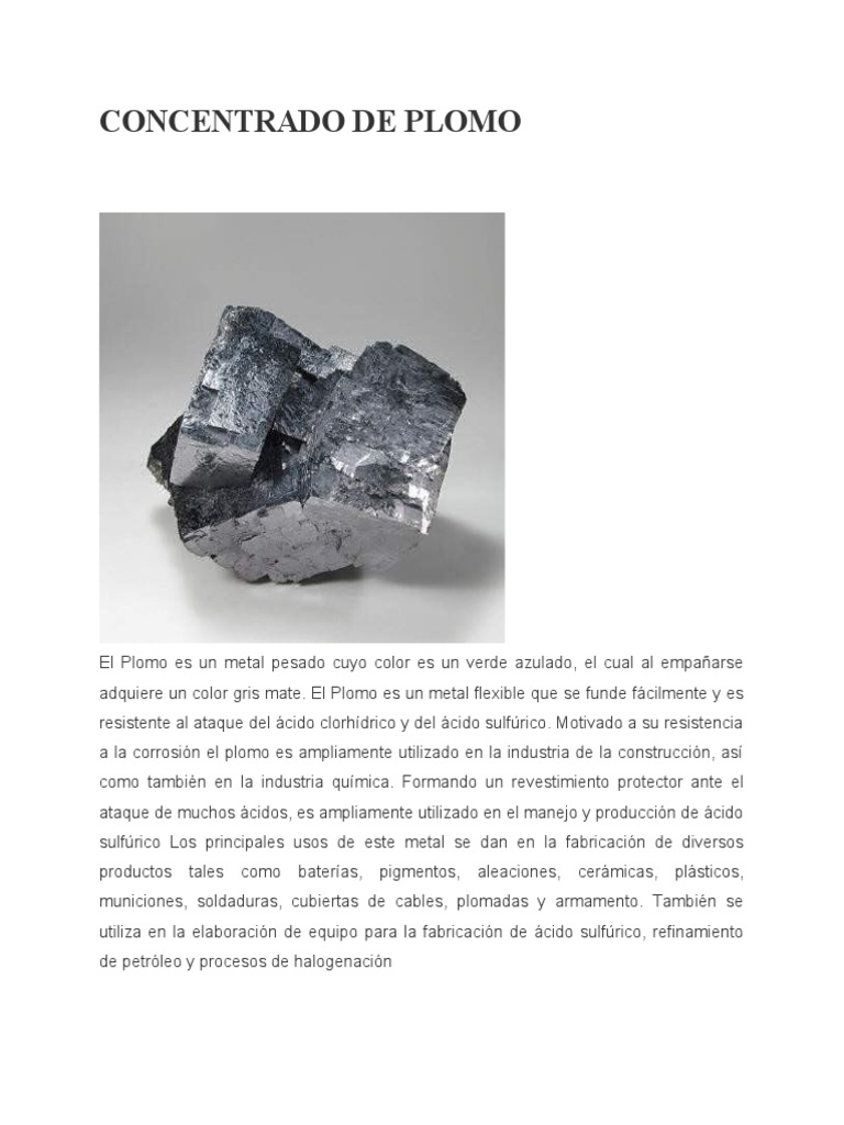 Usos y propiedades del plomo pesado | PDF
