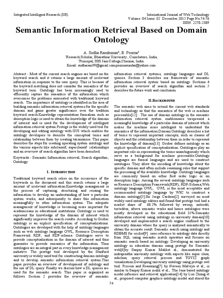 Semantic Information Retrieval Based On Domain Ontology | PDF | Ontology (Information Science ...