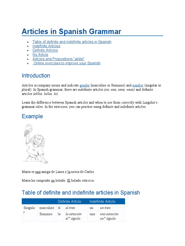 Articles in Spanish Grammar | PDF | Grammatical Gender | Grammatical Number