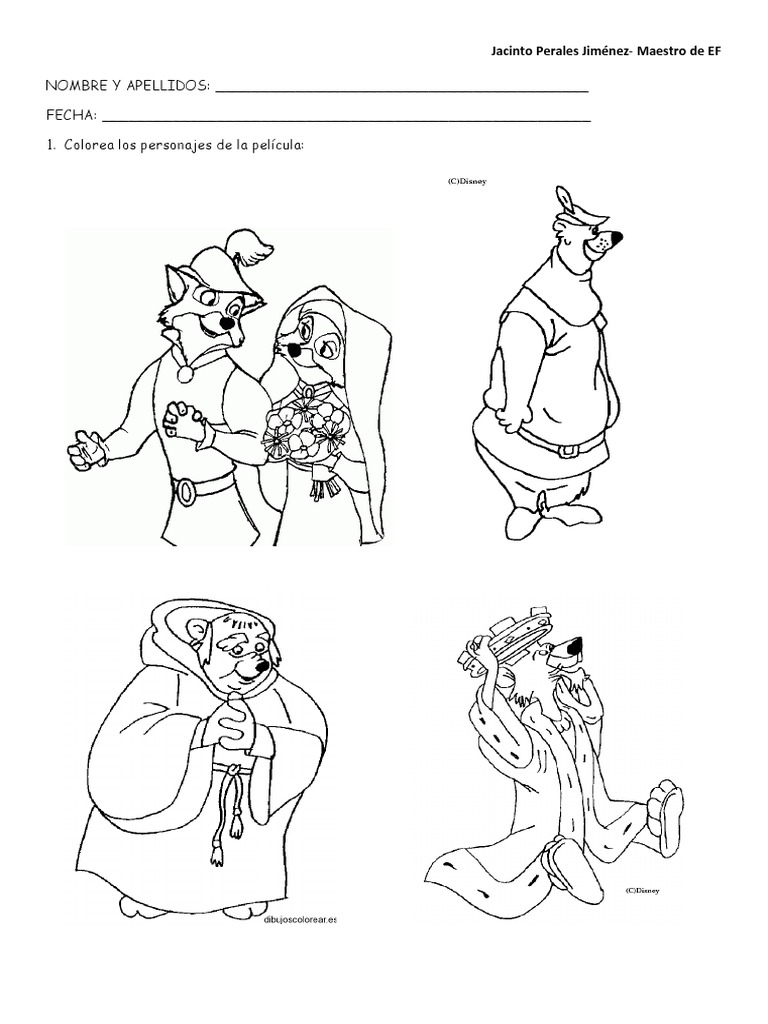 Ficha Robin Hood Disney | PDF