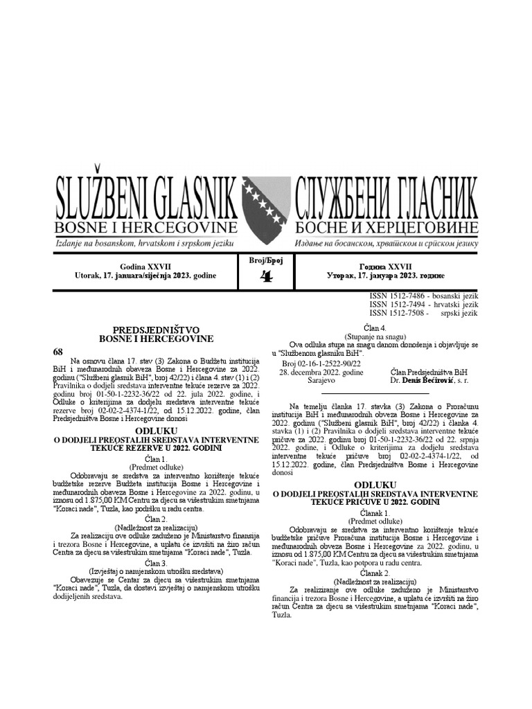 Službeni List BiH | PDF