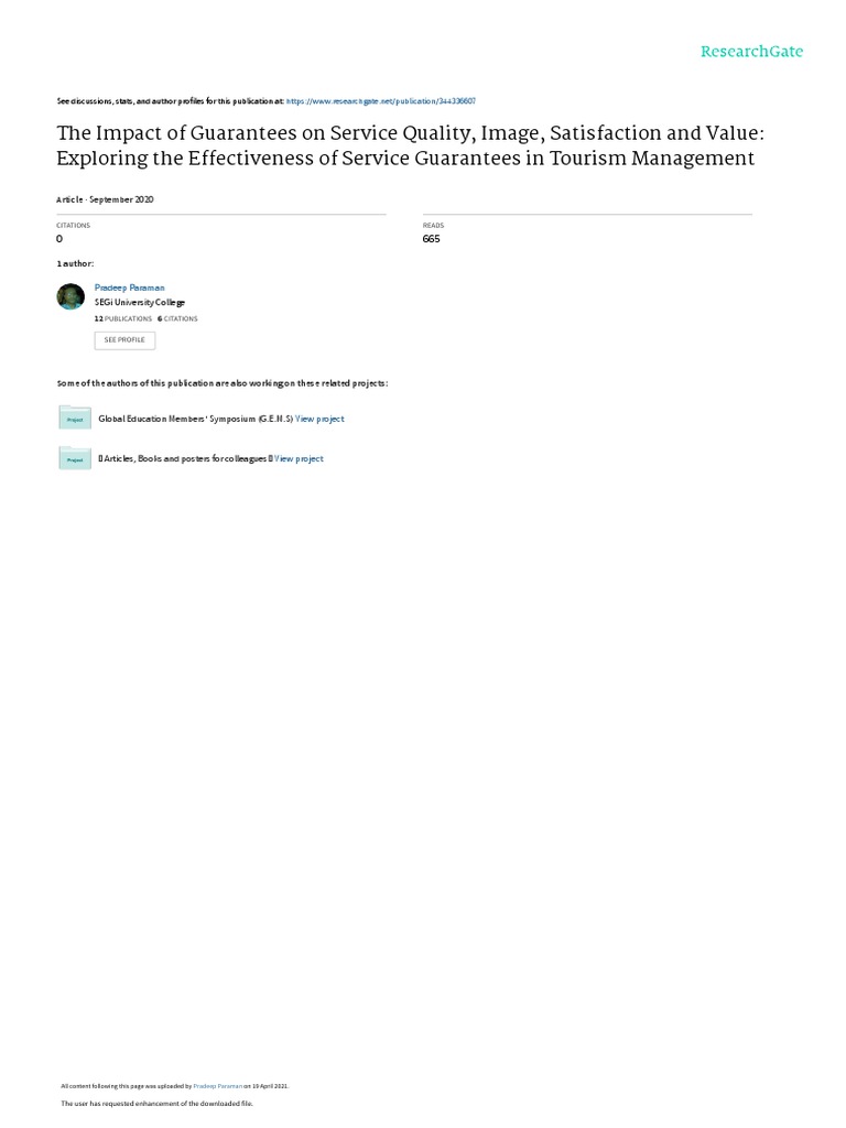 Paraman 2020 E R | PDF | Customer Satisfaction
