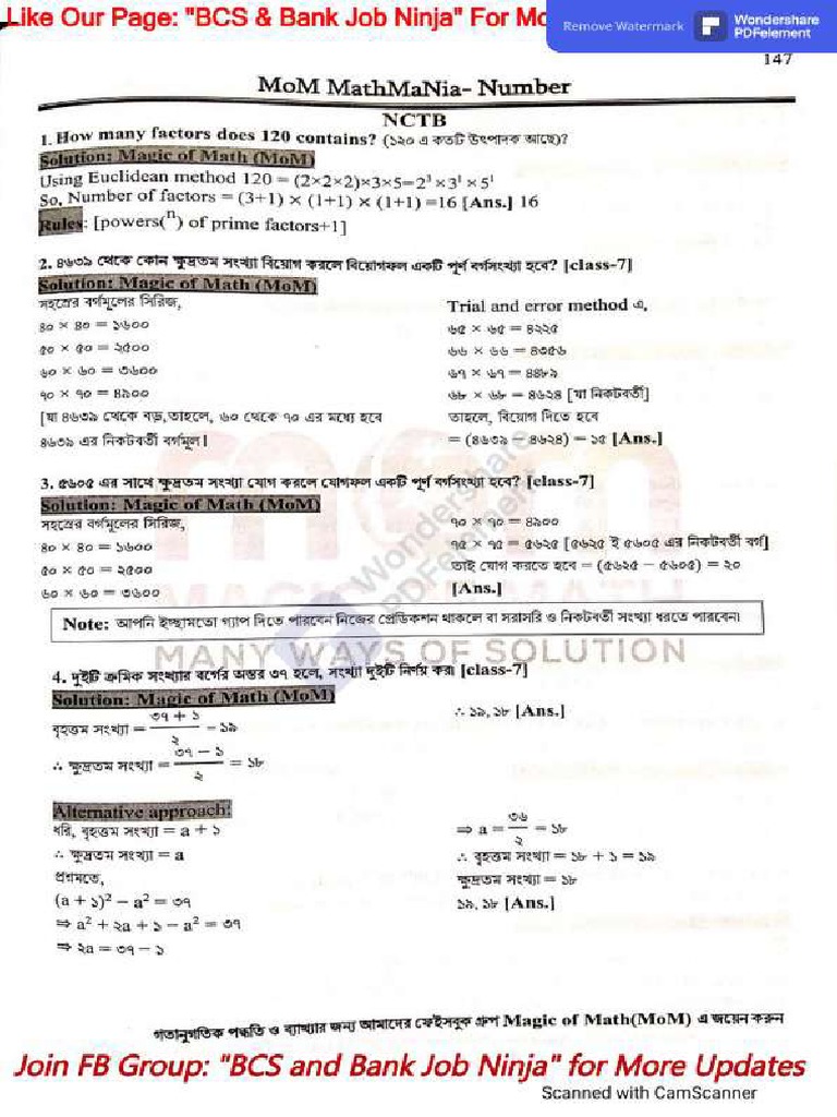 Math MaNia - BCS Bank and Other Job Ninja-151 | PDF