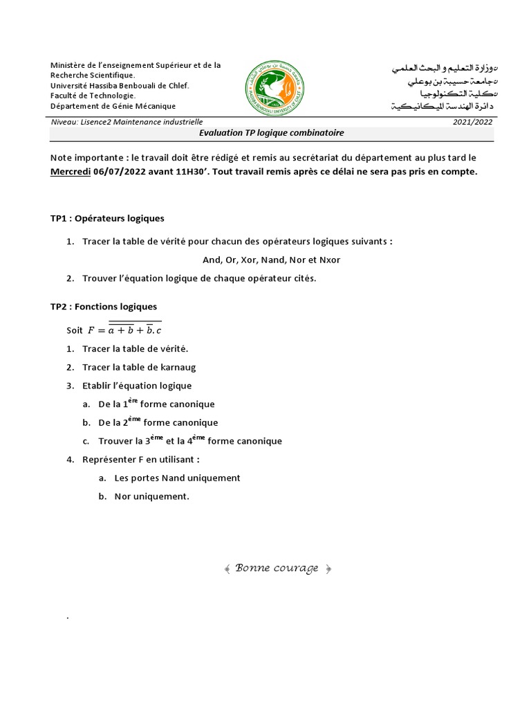 Compte Rendu TP Logique | PDF