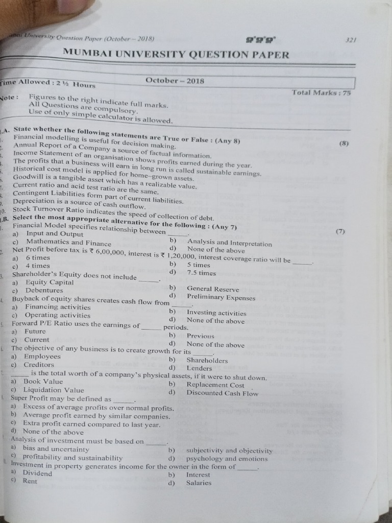 Fabv 2018 Board Question Paper Sem 5 | PDF | Dividend | Equity (Finance)