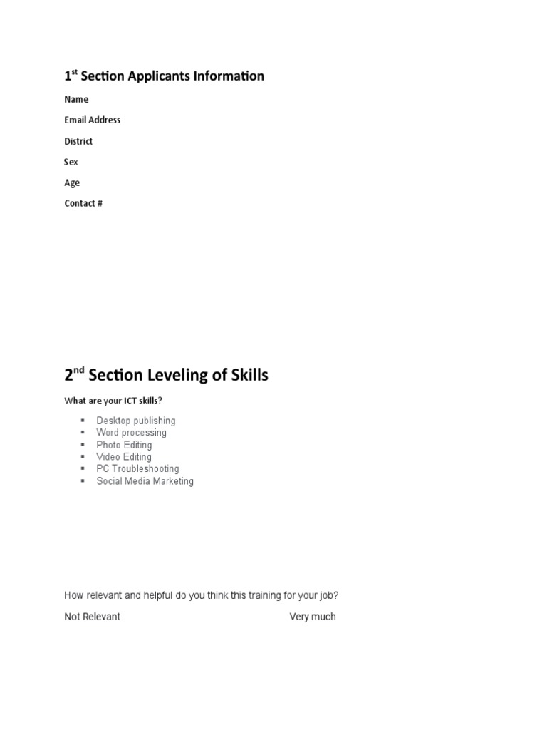 ICT Skills Training Application Form | PDF
