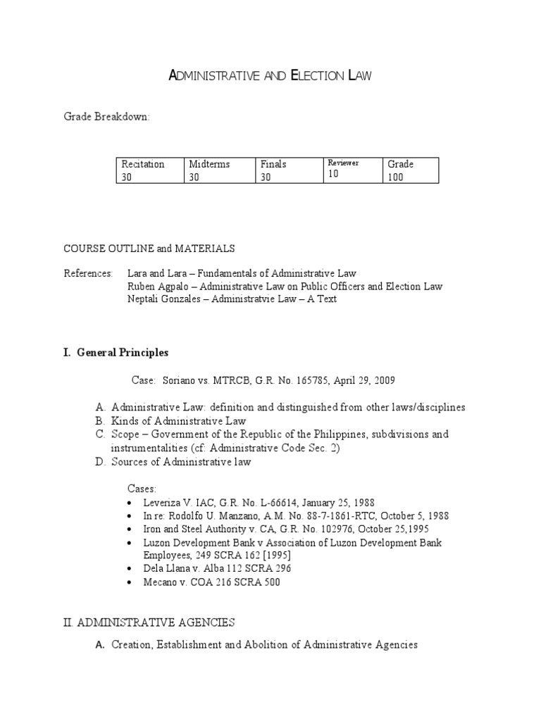 Administrative and Election Law Overview | PDF | Judiciaries | Government