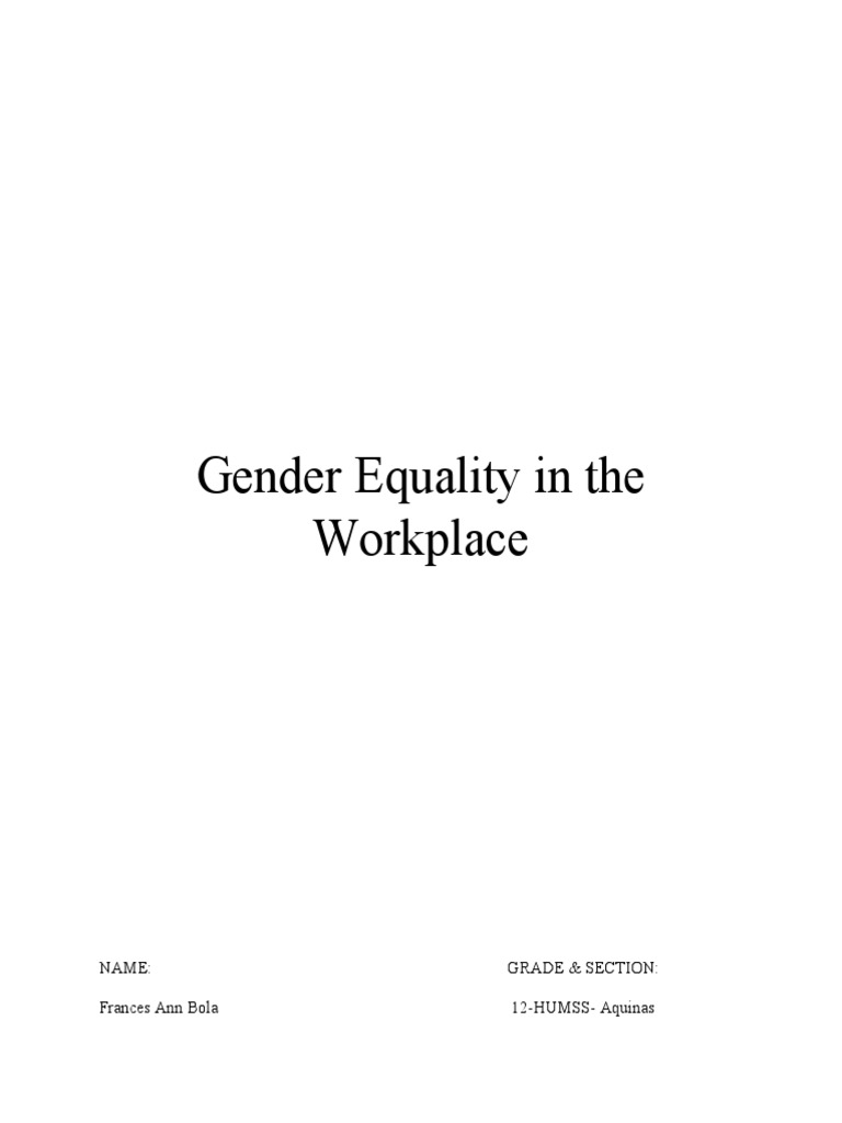 Achieving Gender Equality at Work | PDF | Gender Studies | Gender Equality