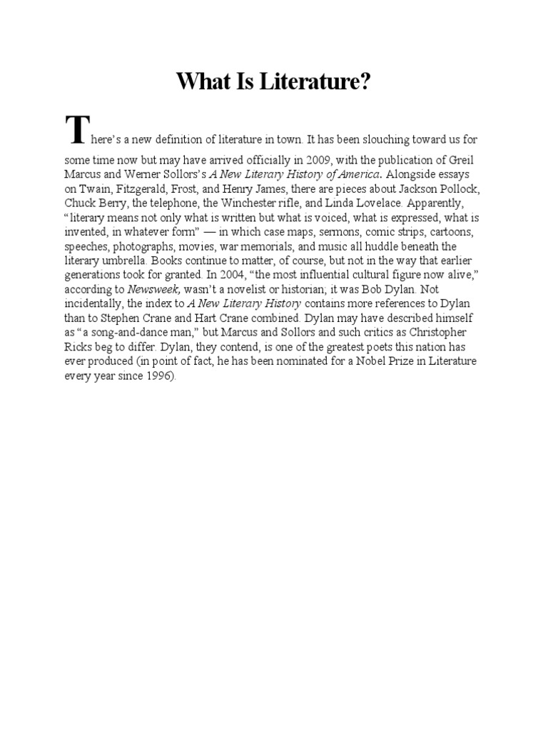 Exploring the Evolution of the Concept of Literature from Poems to a ...