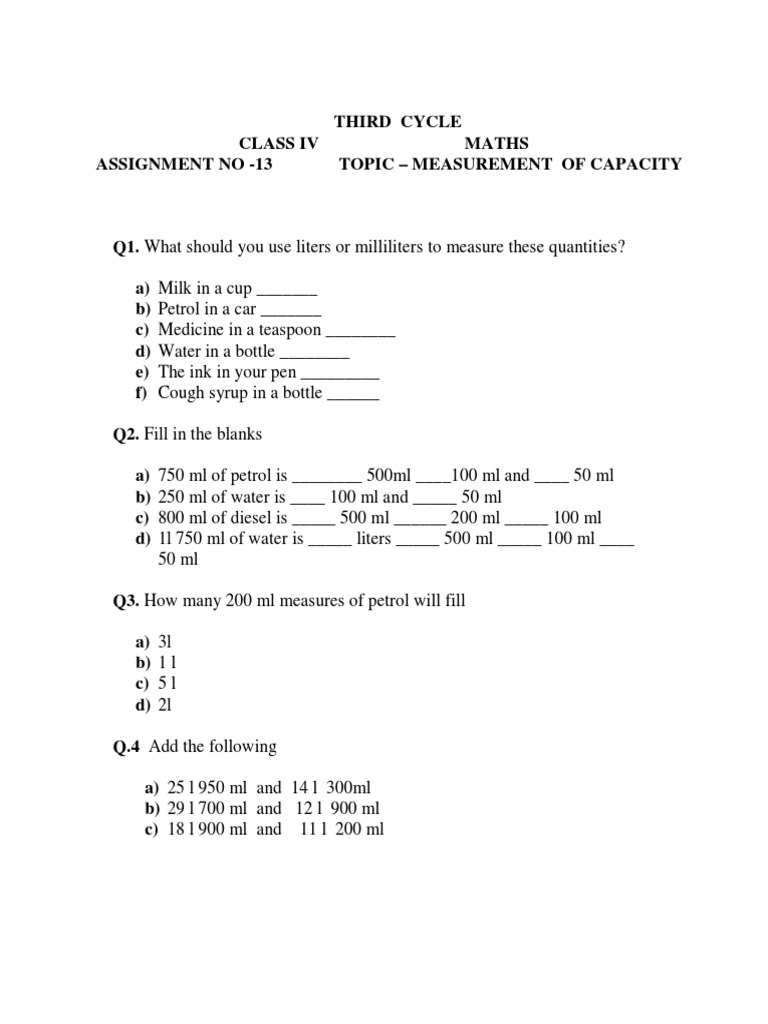 Measurement of Capacity Assignment - Questions on Converting Between ...