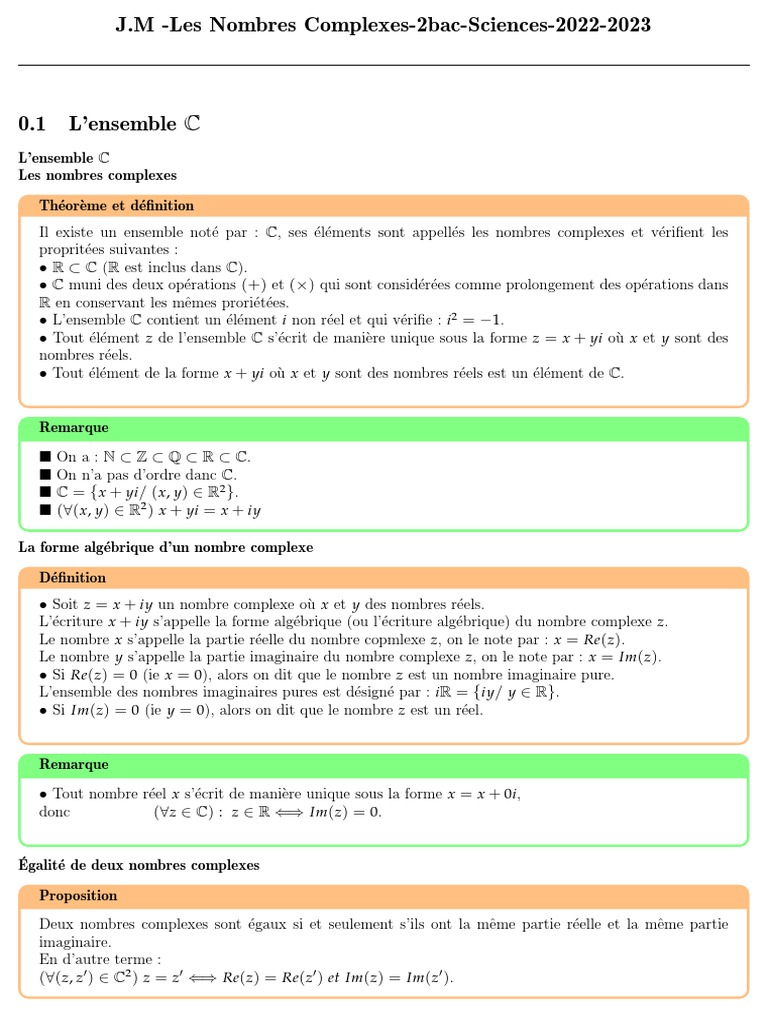 Complexes Cours | PDF | Nombre complexe | Coordonnées cartésiennes