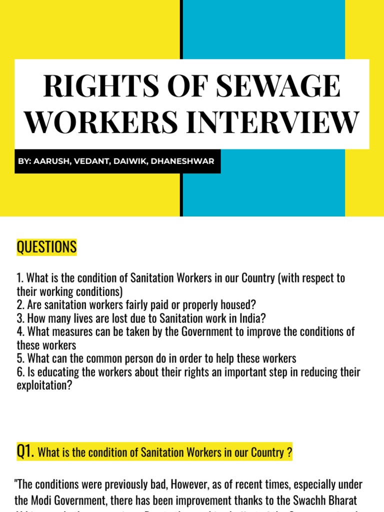 Rights of Sewage Workers Interview | PDF | Sanitation | Economies