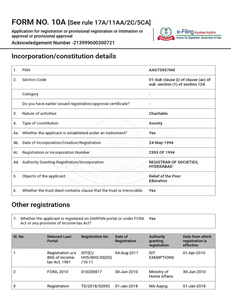 Form 10A - Filed Form (8g) Form | PDF | Trust Law | Government