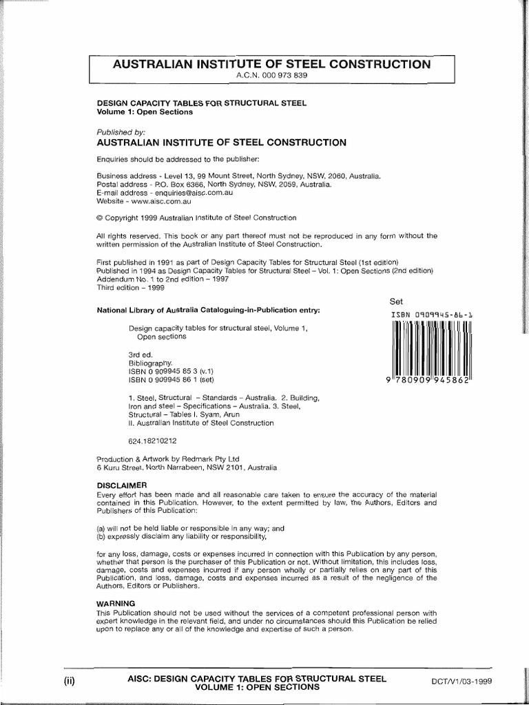 3AISC - Design Capacity Tables For Structural Steel - Open Sections | PDF