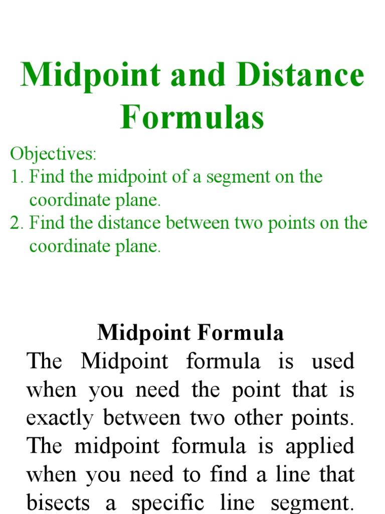 Midpoint and Distance Formulas | PDF