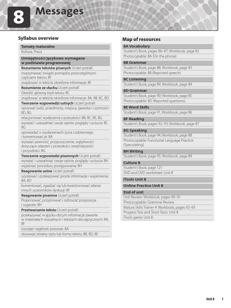 10 Unit 8 Teacher's Guide | PDF