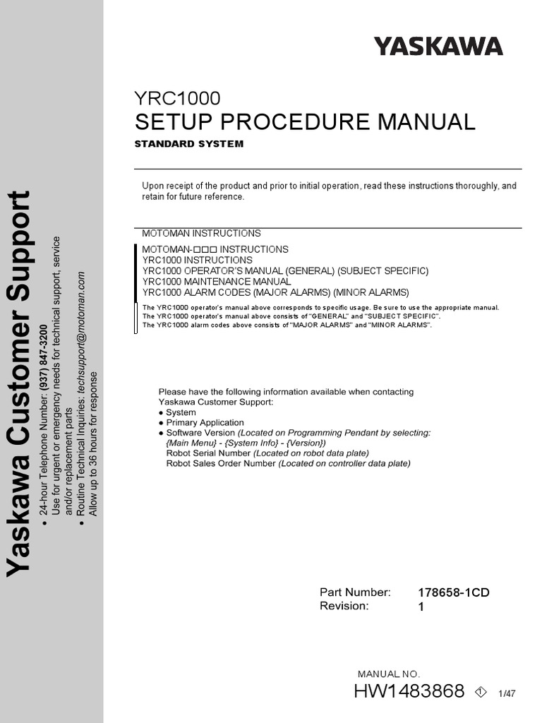 YRC1000 Setup Procedure Manual | PDF | Usb | Hazards