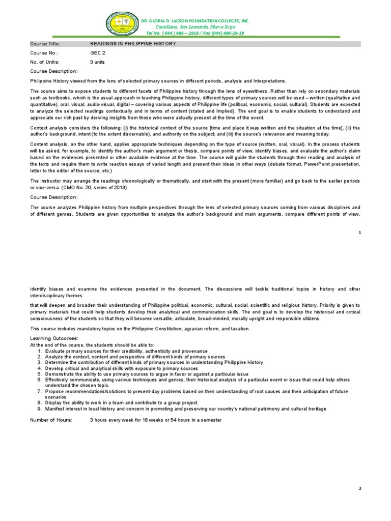 Ge2 - Readings-In-Philippine-History | PDF | Primary Sources | Philippines