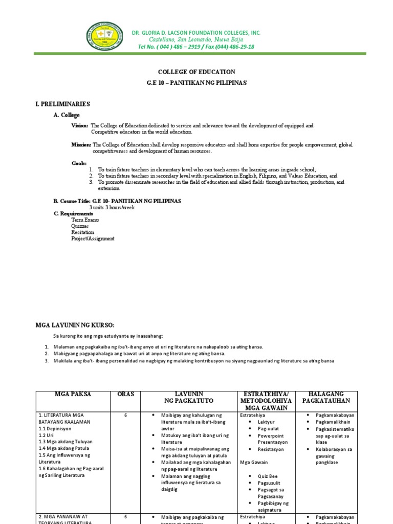 Ge10 - Panitikan-Ng-Pilipinas | PDF