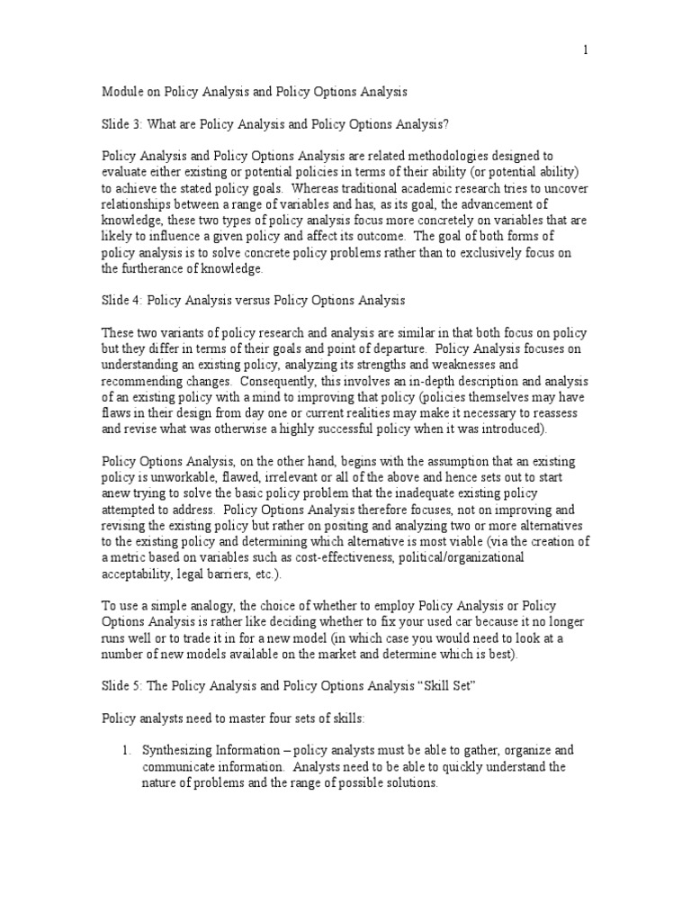 Policy Analysis Script v1 | PDF | Policy Analysis | Cost–Benefit Analysis