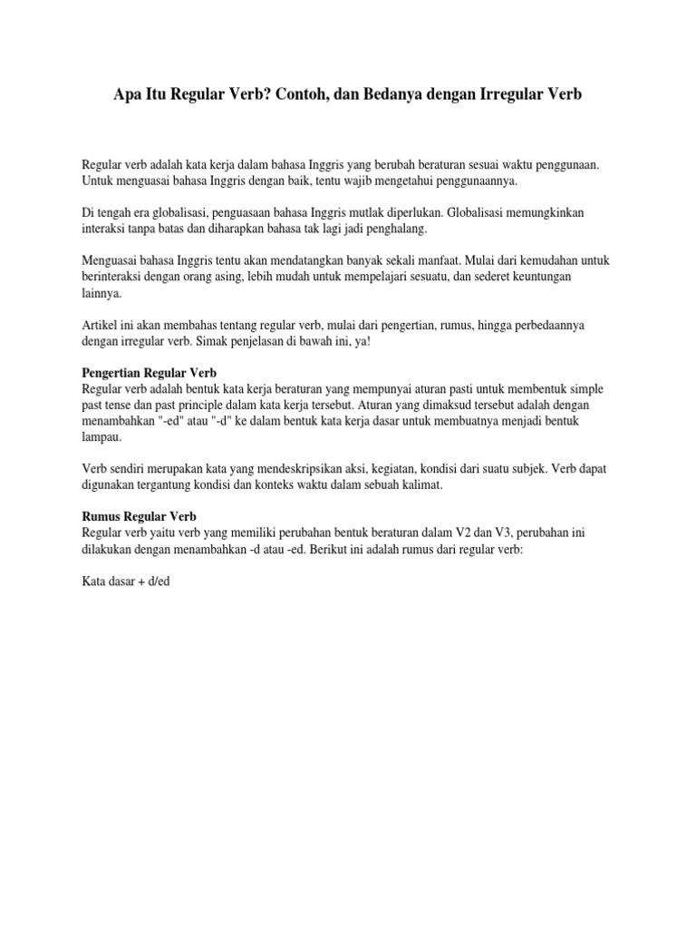 Apa Itu Regular Verb | PDF