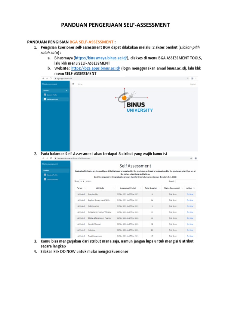 Panduan Pengerjaan BGA Self Assessment | PDF