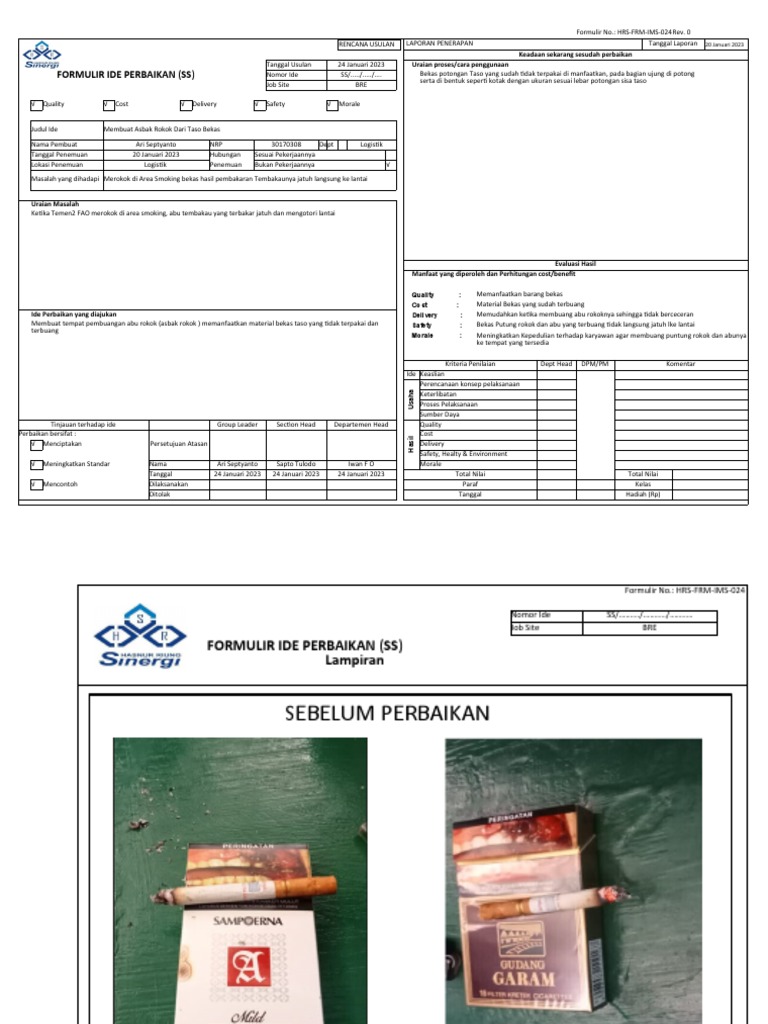 Formulir Ss Logistik-Membuat Asbak Rokok Dari Taso Bekas-Ari Septyanto ...
