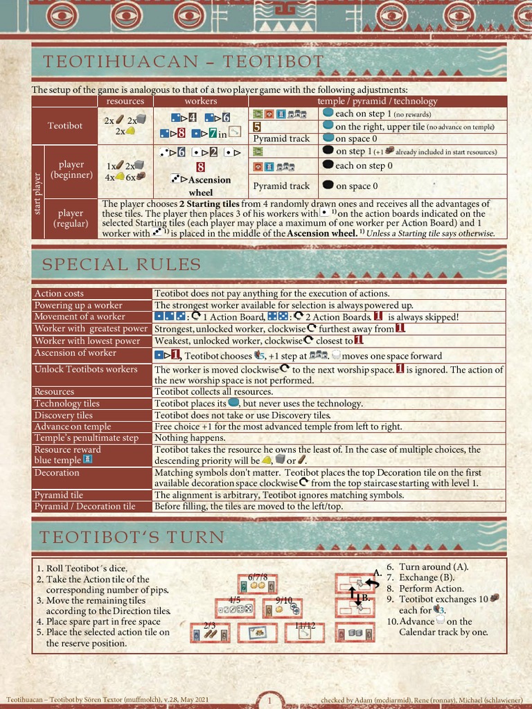 Teotihuacan Solo Aid English v2.8 | PDF