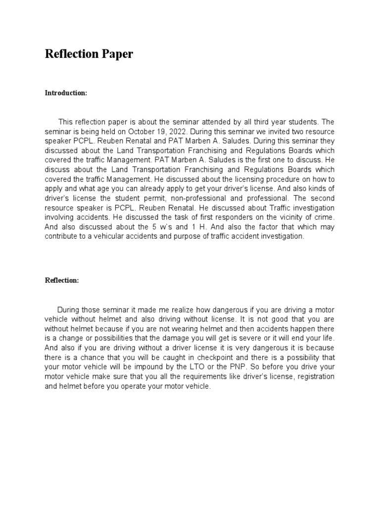 Reflection Paper | PDF