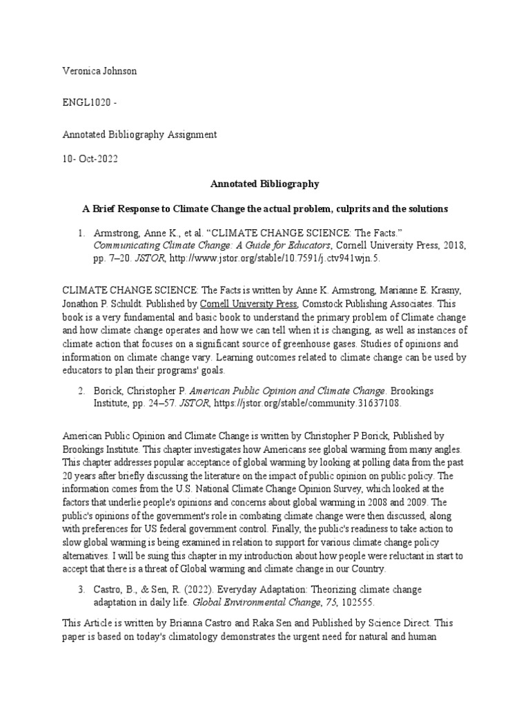 Annotated Bibliography | PDF | Climate Change | Artificial Intelligence