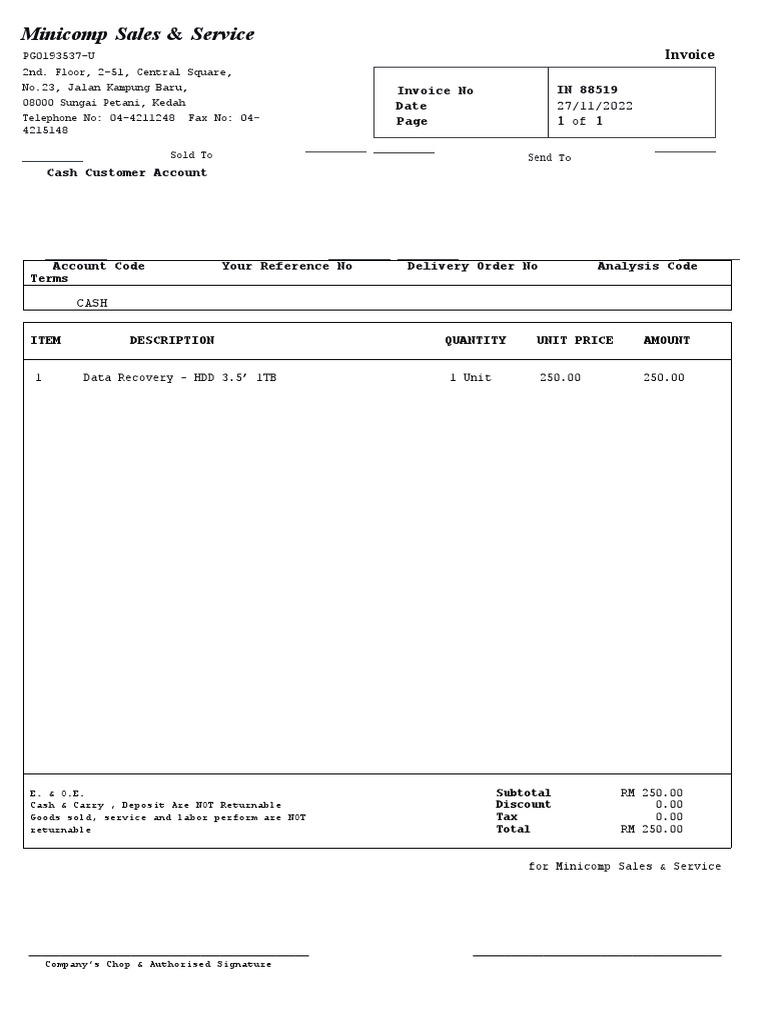 Laptop Purchase Receipt Template | PDF