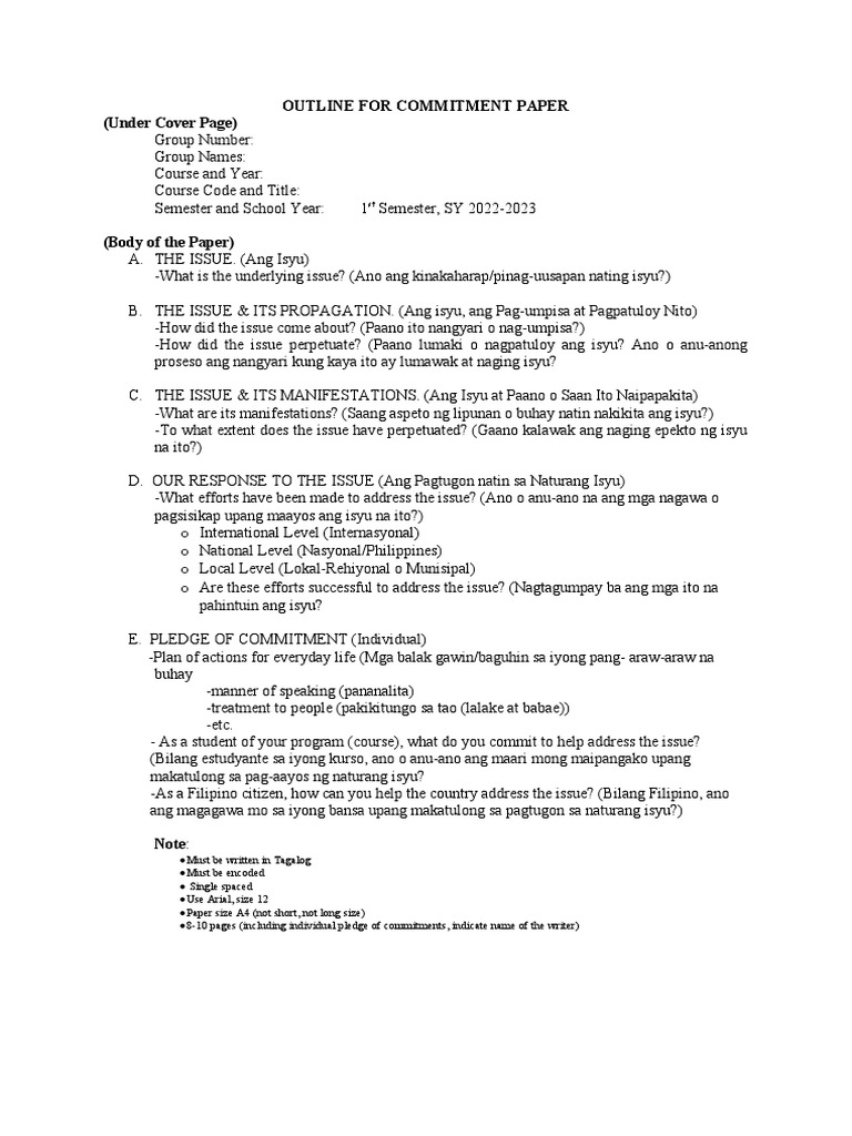 Outline For Commitment Paper | PDF | Cognitive Science | Communication