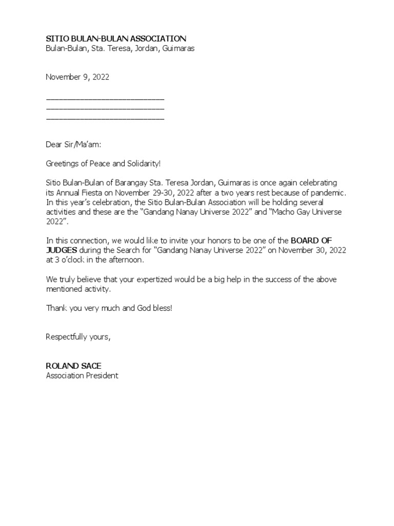 Invitation Letter | PDF | Sports & Recreation | Home & Garden