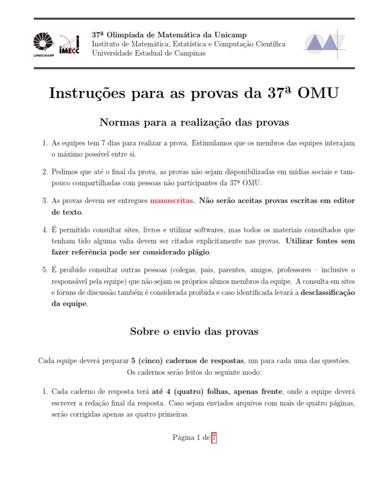 Prova OMU Nivel BETA Primeira Fase | PDF | Determinante | Triângulo