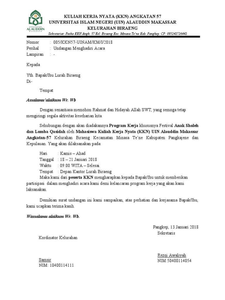 Surat Menghadiri Acara | PDF