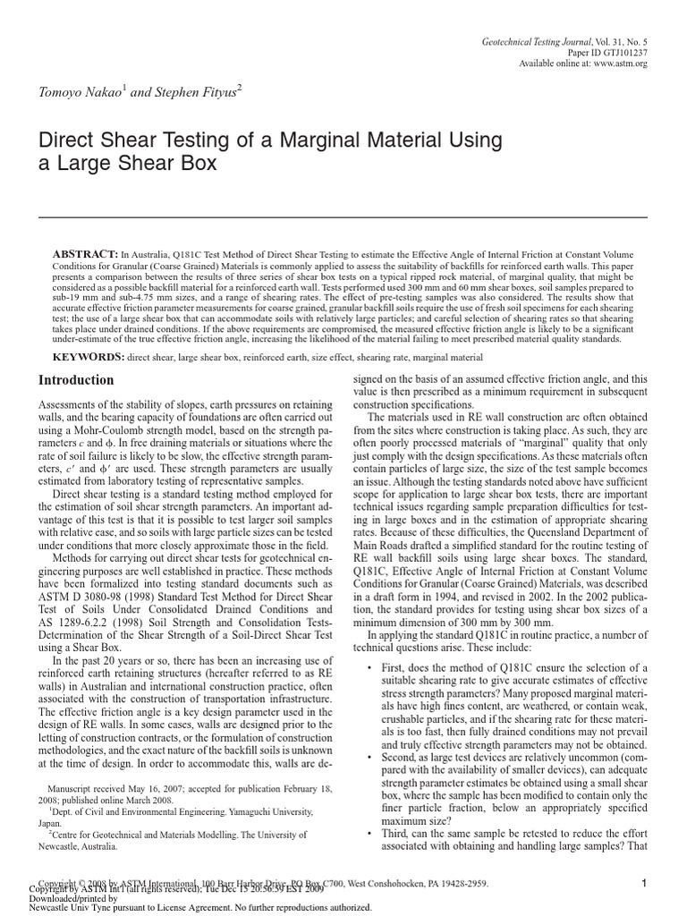 24 - Direct Shear Testing of A Marginal Material Using A Large Shear ...