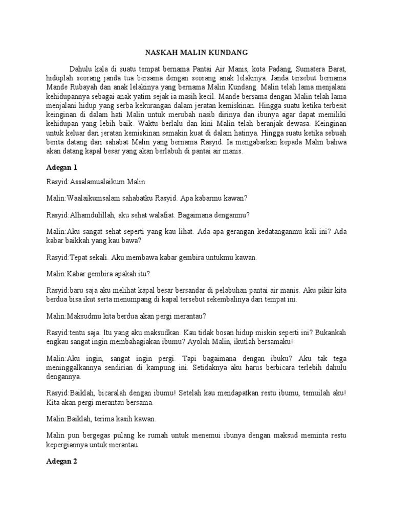 Naskah Malin Kundang | PDF