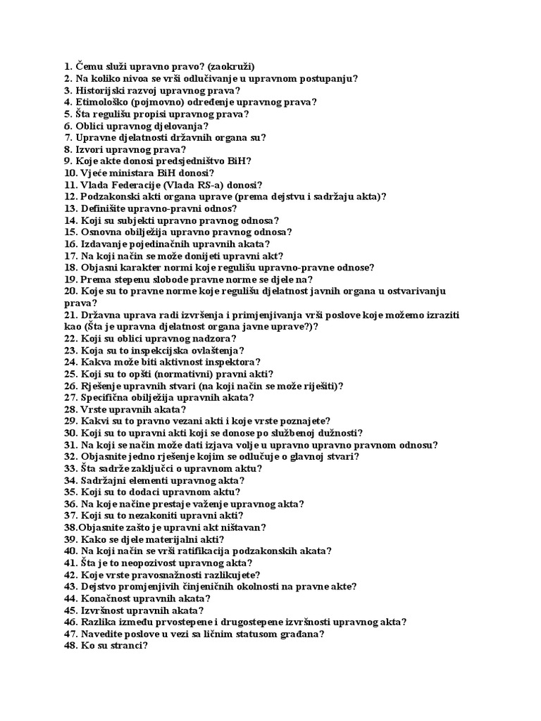 Pitanja Iz UPRAVNOG PRAVA! | PDF
