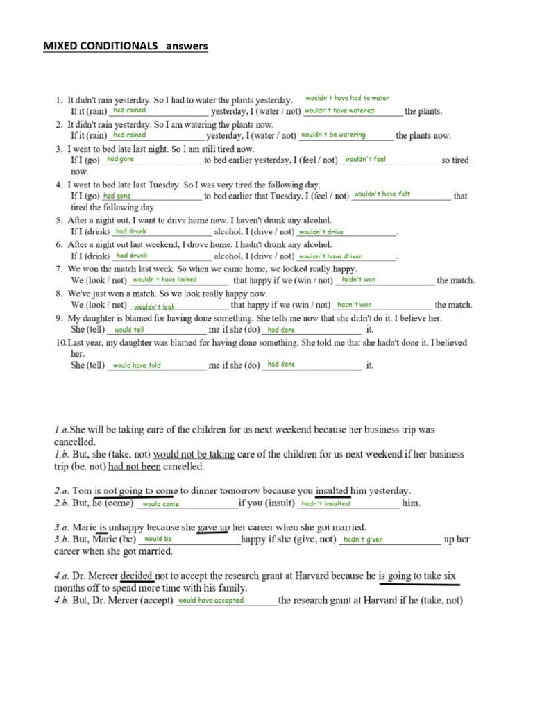 MIXED CONDITIONALS Answers | PDF