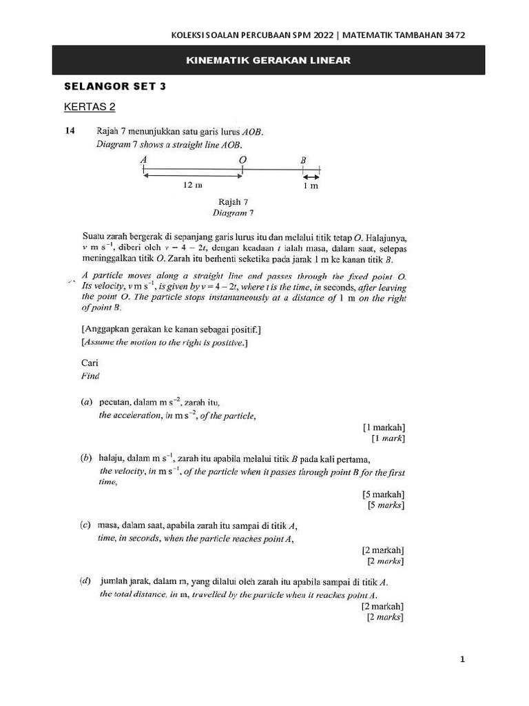 Kinematik Gerakan Linear Trial 2022 | PDF