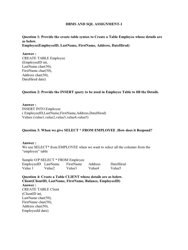 Tcs Ilp Dbms and SQL Assg1 | PDF | Computers | Technology & Engineering