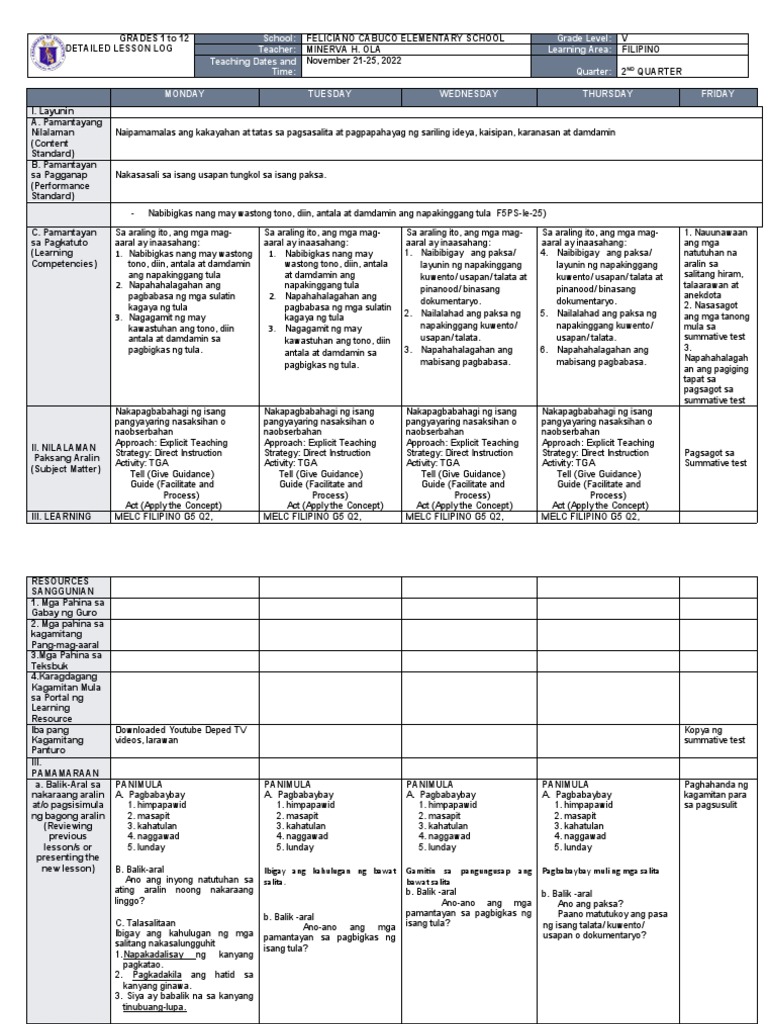 Filipino 5 Q2 WK3 | PDF