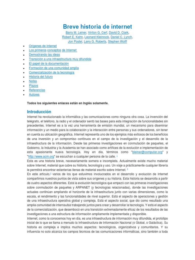 LEINER - Breve Historia de Internet | PDF