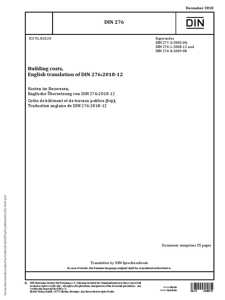 DIN 276 English Version | PDF