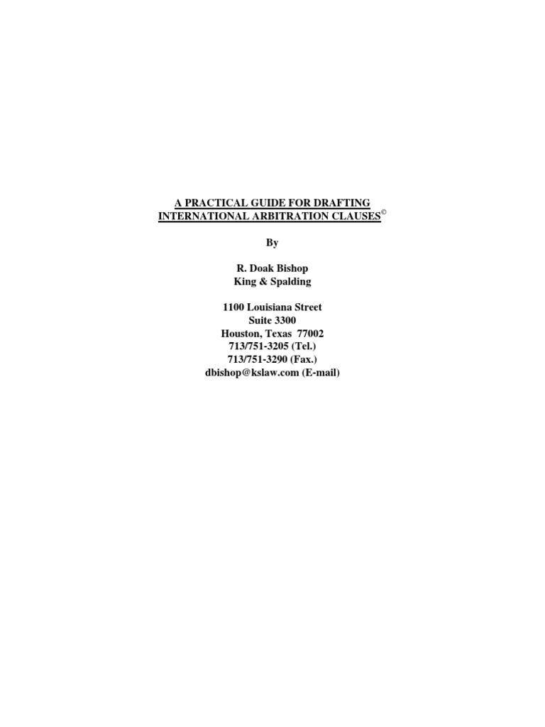 Drafting International Arbitration Clauses | PDF | Arbitration ...
