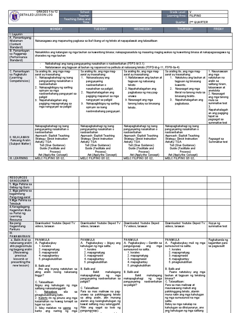 Filipino 5 Q2 WK2 | PDF