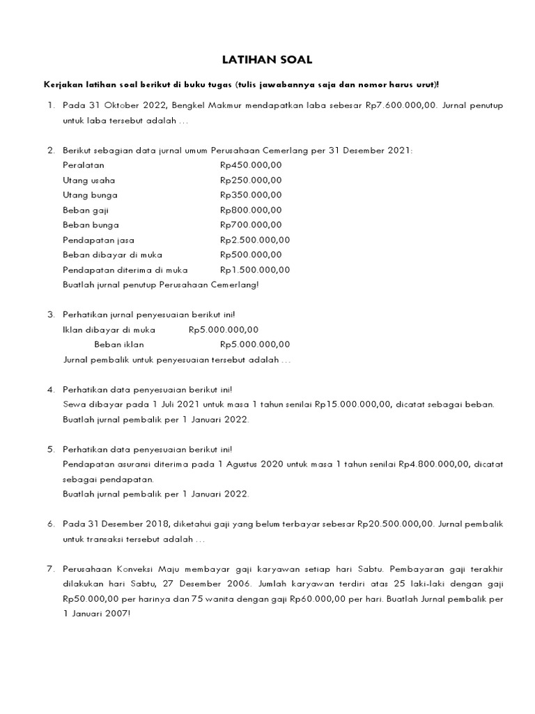 Latihan Soal Akuntansi - Xii | PDF | Hukum