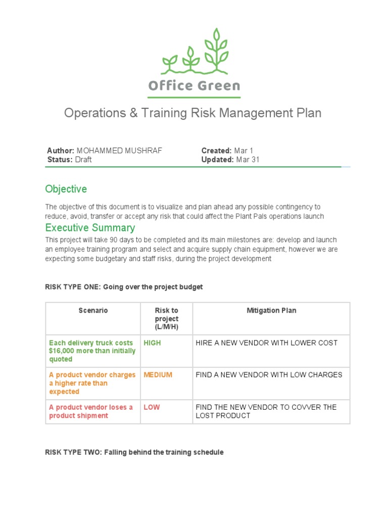 Activity Template - Risk Management Plan | PDF | Risk | Risk Management